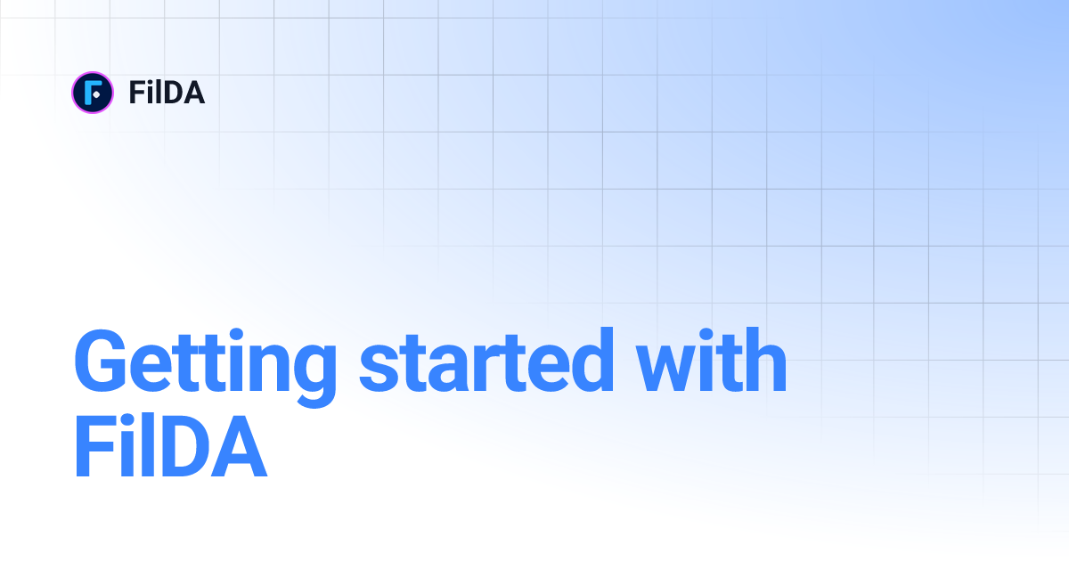 Getting started with FilDA | FilDA